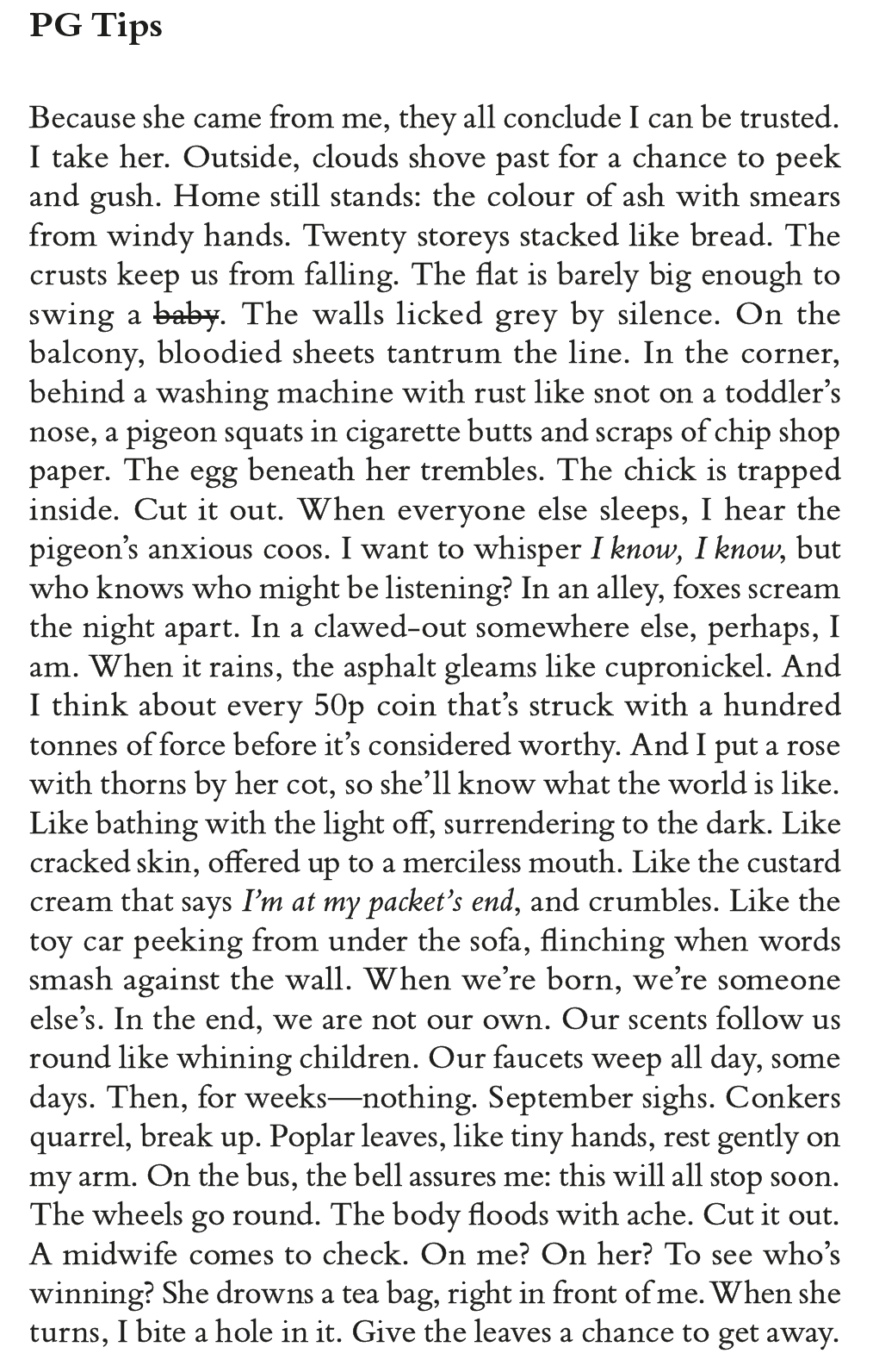 PG Tips – Oxford Brookes Weekly Poems